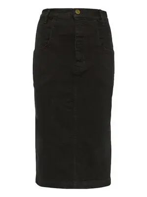 FRAME The High Waisted Seamed Denim Midi Skirt - Black