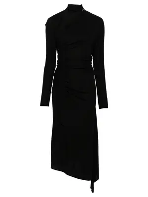 Victoria Beckham Cut-out Ruched Midi Dress - Black