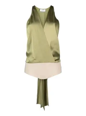Blumarine Plunging V-neck Satin Body - Green
