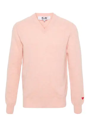 Play Comme Des Garcon Logo-appliqué Wool Jumper - Pink
