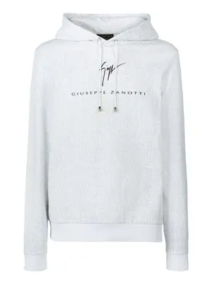 GIUSEPPE ZANOTTI Optical Logo Print Cotton Hoodie - White
