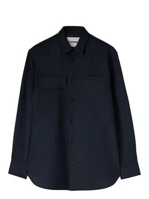JIL SANDER Long-sleeved Wool Shirt - Blue