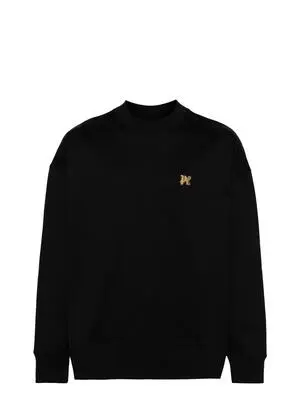 Palm Angels Logo-plaque Cotton Sweatshirt - Black