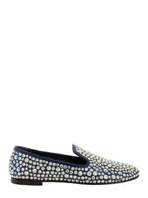 GIUSEPPE ZANOTTI Evangeline Rhinestone-embellished Loafers - Blue