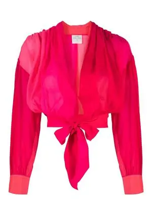 FORTE_FORTE Tie-fastening Silk Blouse - Pink