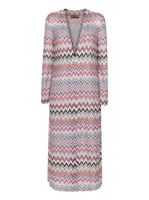 Missoni Open-front Chevron Long-length Cardigan - Pink