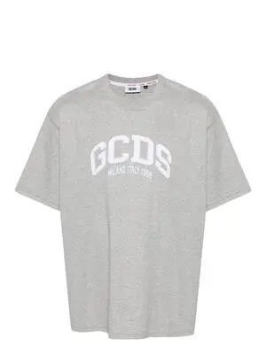 Gcds Logo-patch Cotton T-shirt - Grey