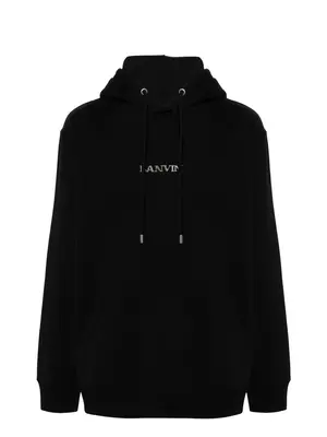 LANVIN Logo-embroidered Hoodie - Black