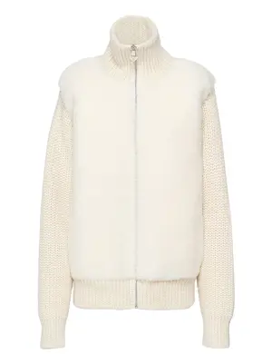 Prada Alpaca Zip-up Cardigan - Neutrals