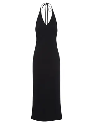 Prada Halterneck Sablé Midi Dress - Black