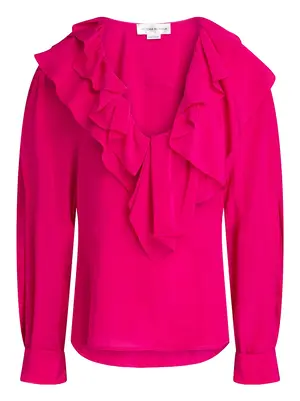 Victoria Beckham Ruffled Silk-crepe Blouse - Fuchsia