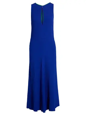 Victoria Beckham Cutout Textured-crepe Midi Dress - Cobalt Blue