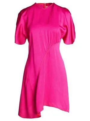 Victoria Beckham Asymmetric Satin-crepe Mini Dress - Fuchsia