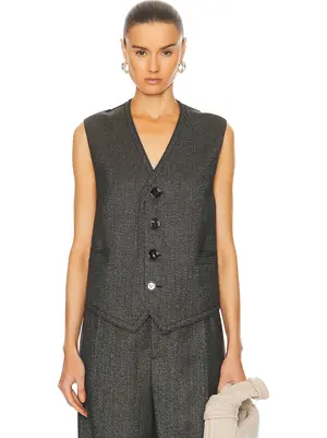 Bottega Veneta Classic Wool Houndstooth Vest - Brown  Blue  & Yellow