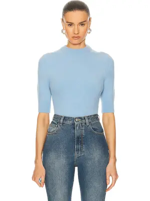 Alaïa Cropped Jumper Sweater - Ciel