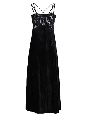 Topshop Velvet Lace Trim Maxi Dress - Black