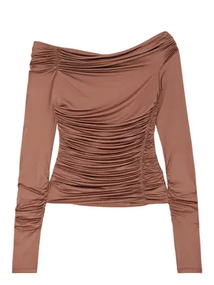 Helmut Lang One-shoulder Ruched Top - Brown