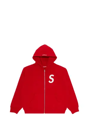 Supreme S Logo Zip Up Hooded Sweatshirt - Red | Editorialist