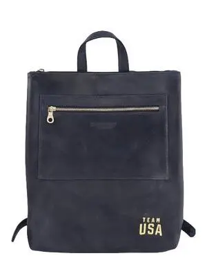 PARKER CLAY Team Usa Miramar Leather Backpack - Navy