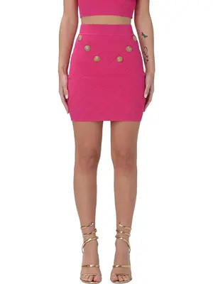 Balmain Balmain Button Embellished Knit Skirt Fuchsia