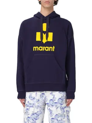 Isabel Marant Étoile Relaxed Fit Hoodie In Cotton With Contrast Logo Navy