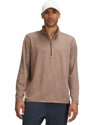 Lululemon Soft Jersey Half Zip Heathered Brown Soil/heathered Taupetastic