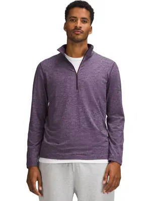 Lululemon Soft Jersey Half Zip Heathered Dramatic Magenta/heathered Nightfall