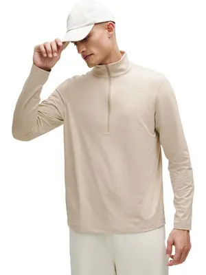 Lululemon Soft Jersey Half Zip Heathered Mojave Tan/heathered Bone
