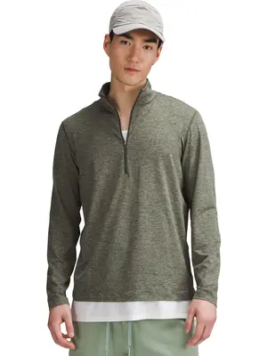 Lululemon Soft Jersey Half Zip Heathered Slate Brown/heathered Army Green