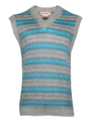 Marni Striped Mohair-blend Vest - Titanium