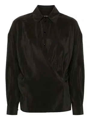 LEMAIRE Straight-collar Twisted Shirt - Brown