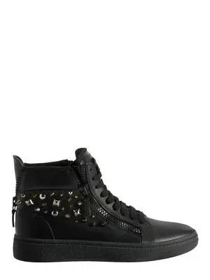 GIUSEPPE ZANOTTI Stud-embellished High-top Sneakers - Black