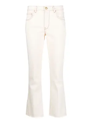 FAY Mid-rise Cropped Flare Jeans - Neutrals