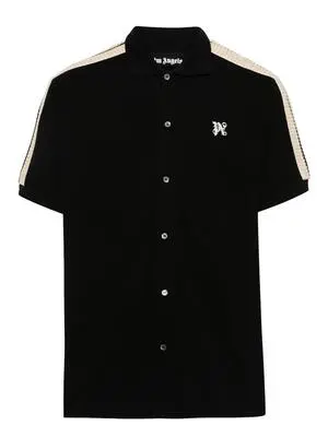 Palm Angels Crochet-detail Cotton Shirt - Black