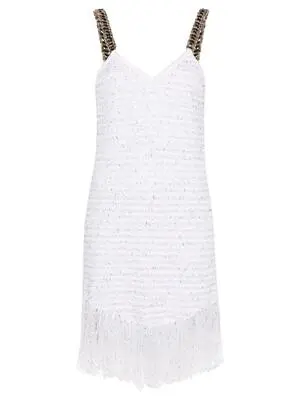 Balmain Fringed Lurex Tweed Minidress - White