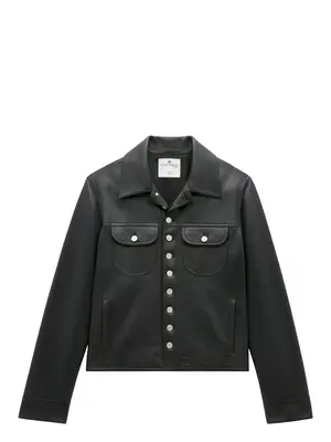 COURREGES Trucker Leather Jacket - Black