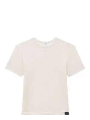 COURREGES Logo-embroidered Mesh T-shirt - Neutrals
