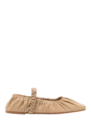 Studio Amelia Zadie Leather Ballerina Shoes - Neutrals
