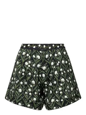 Agua Bendita High-waist Floral Embroidered Shorts - Black