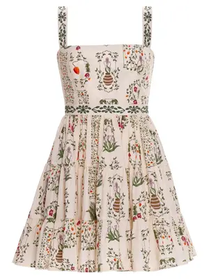 AGUA BENDITA Lima Bouquet Hand-Embroidered Mini Dress