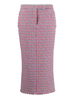 Thom Browne Check-pattern Tweed Midi Skirt - White