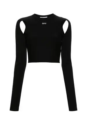 Off-White Cut-out Crop Top - Black