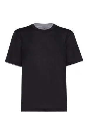 Brunello Cucinelli Layered-effect Silk-cotton T-shirt - Black