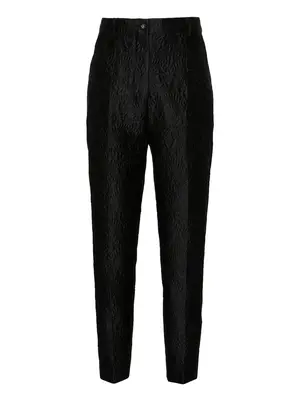 Dolce & Gabbana Floral-jacquard Tailored Trousers - Black