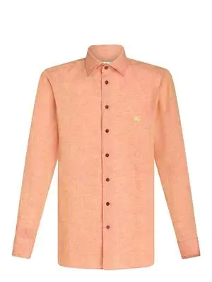 Etro Pegaso-embroidered Linen Shirt - Orange