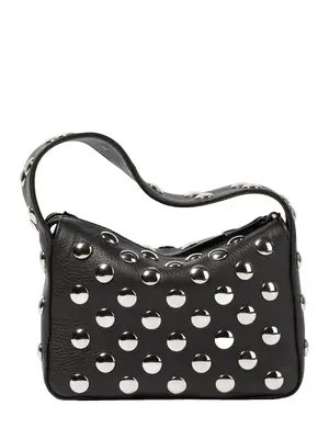 Khaite Elena Small Studded Leather Shoulder Bag - Black