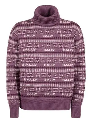 Bally Logo-intarsia Merino Wool Jumper - Purple