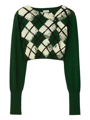 Burberry Argyle Cropped Jumper - Green