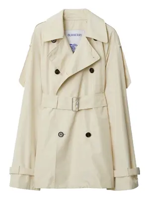 Burberry Short Silk Trench Coat - Neutrals