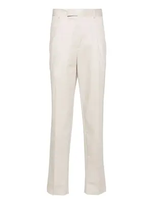 Zegna Mid-rise Pleated Chino Trousers - Neutrals